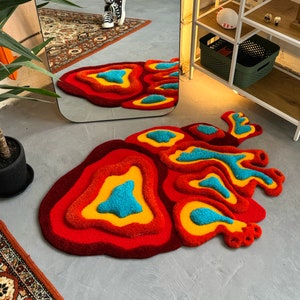 Thermal Heart Tufted Rug, Custom 3D Fluffy Rug, Floor Art, Wall Art Rug ...
