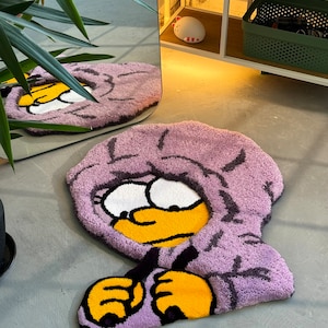Tufted Cartoon 3D Rug, Cute Rug, Handmade Floor Art, Purple Tufted Rug ...