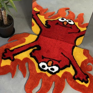 Tufted Hellmo 3D Rug, Custom Tufted Fire Rug, Ready to Ship, Funny Meme ...