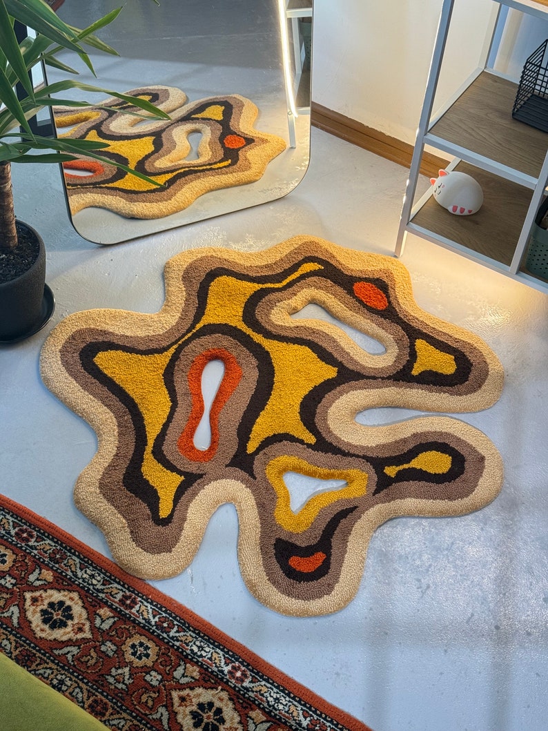 Abstract Shape Rug, Ready to Ship! Modern Rug, Pastel Rug, Bedroom Rug ...