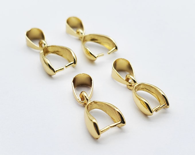 18k 24k Gold Plated Pinch Bails, Pendant Charm Bails, Earring Finding ...