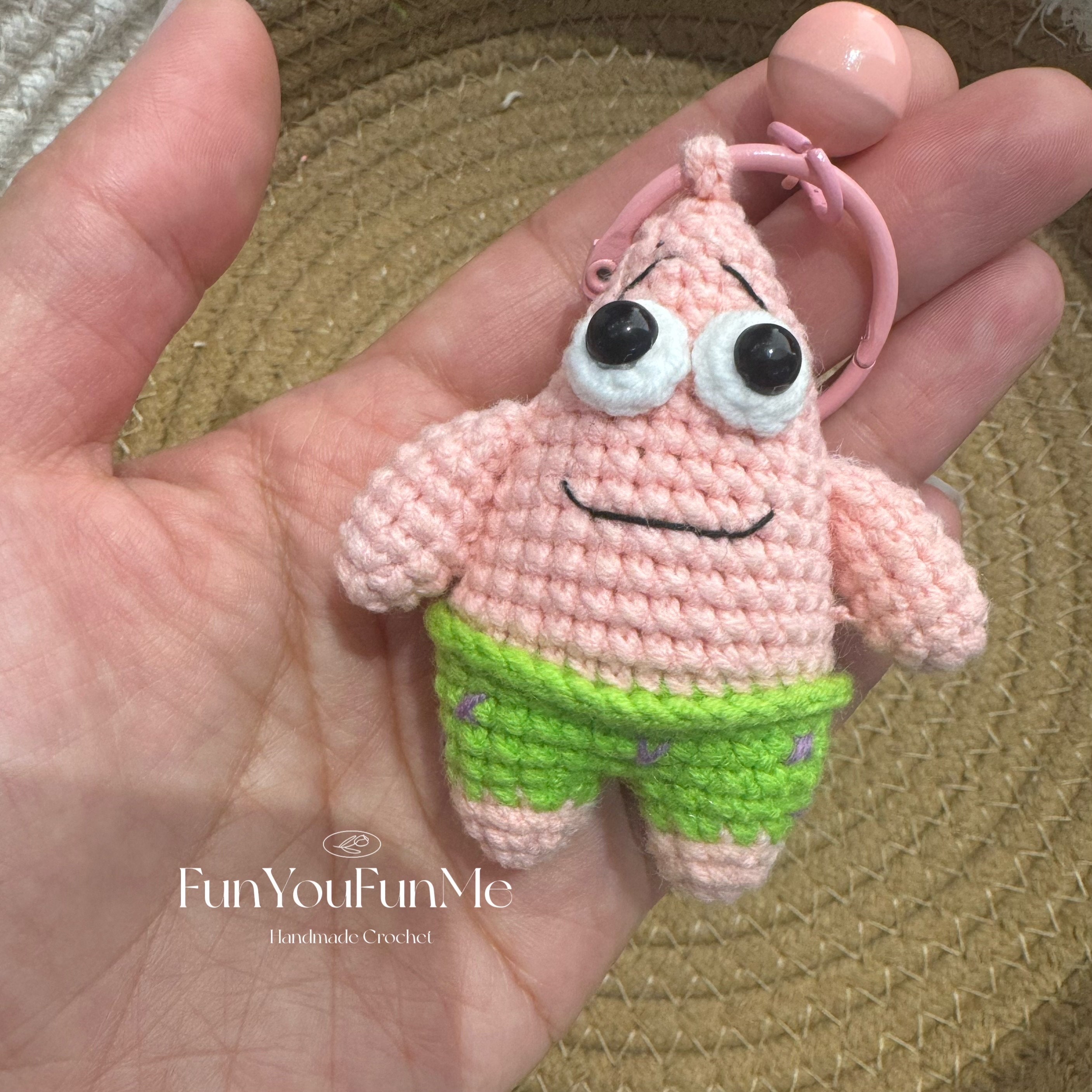 Crochet Patrick,handmade Spongebob Keychain,crochet Keychain, DIY Gift ...