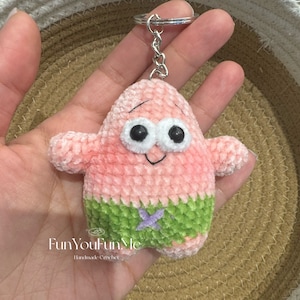 Crochet Patrick,handmade Spongebob Keychain,crochet Keychain, DIY Gift ...
