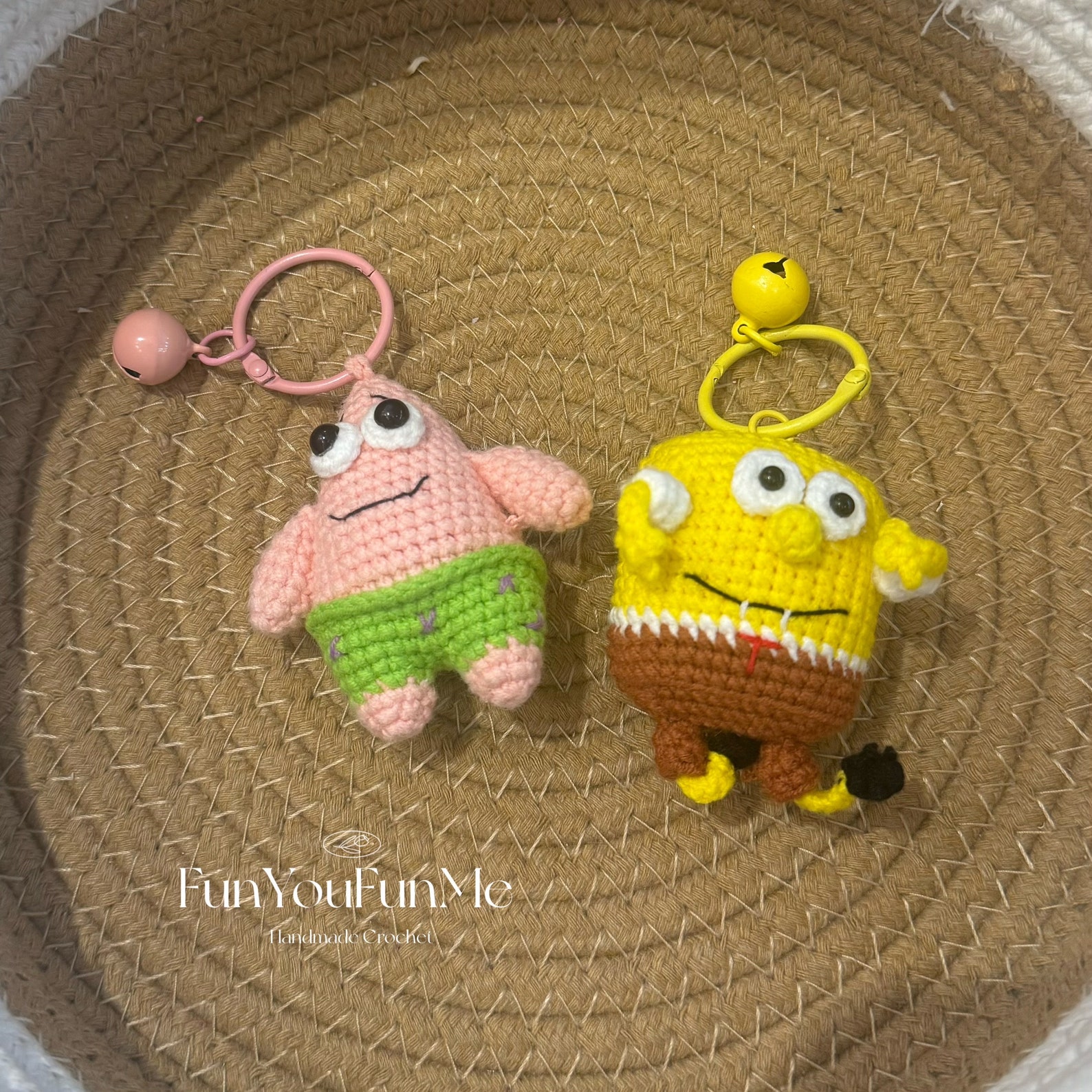 Crochet Patrick Keychain, Handmade Spongebob Gift - Etsy