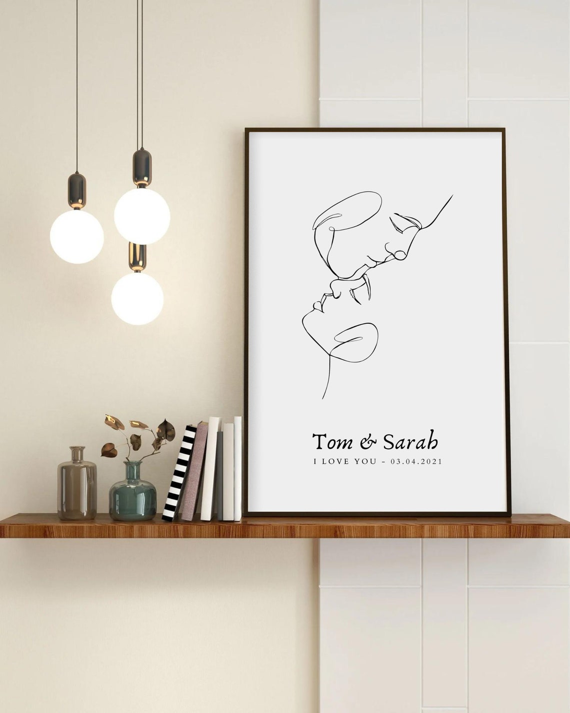 CUSTOM COUPLE POSTER With Names Date and Message, Minimalist Abstract ...