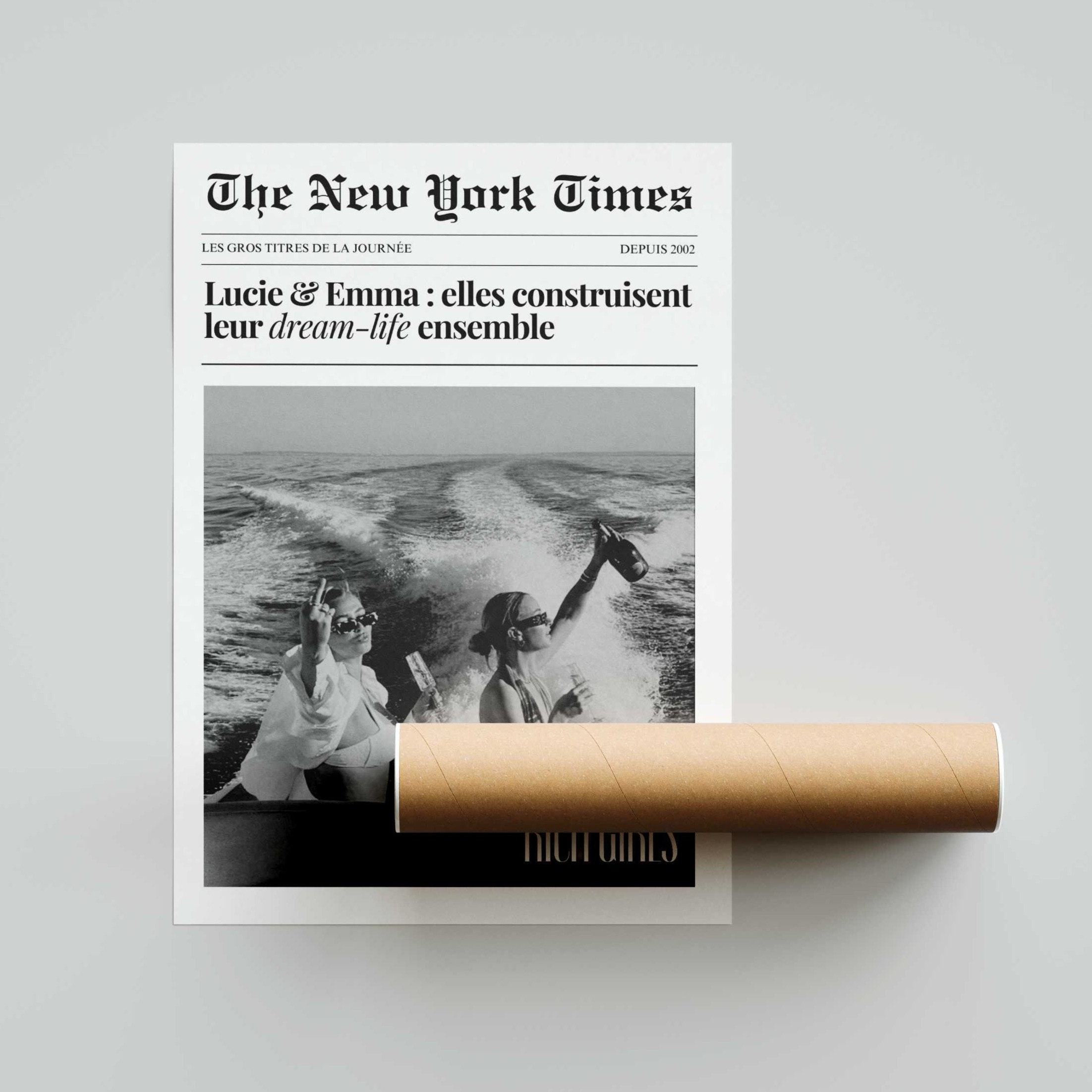 Friend Poster in Retro Newspaper Style, to Personalize, Girlfriend Gift ...