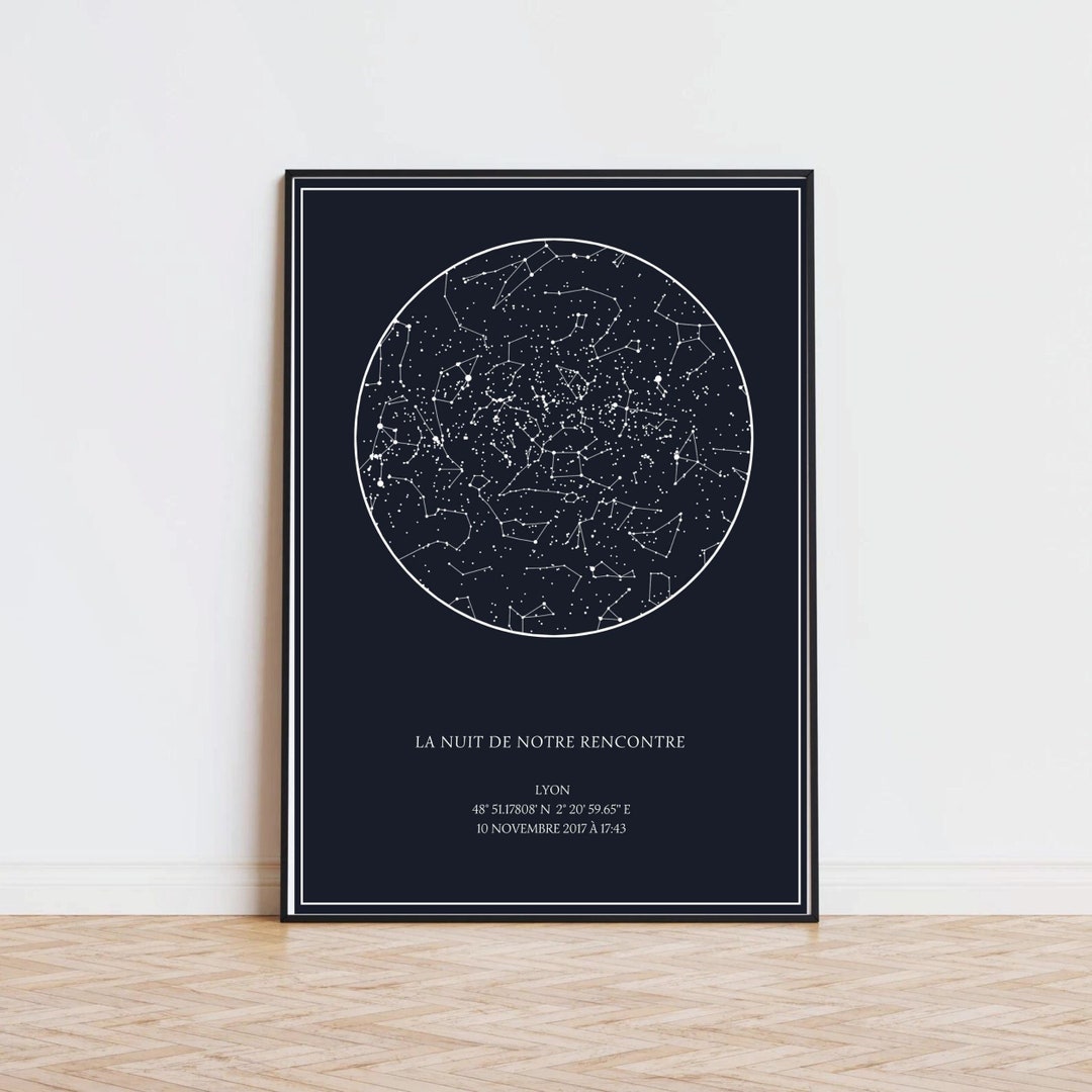 Star and Constellation Sky Map Poster Personalized Couple Poster ...