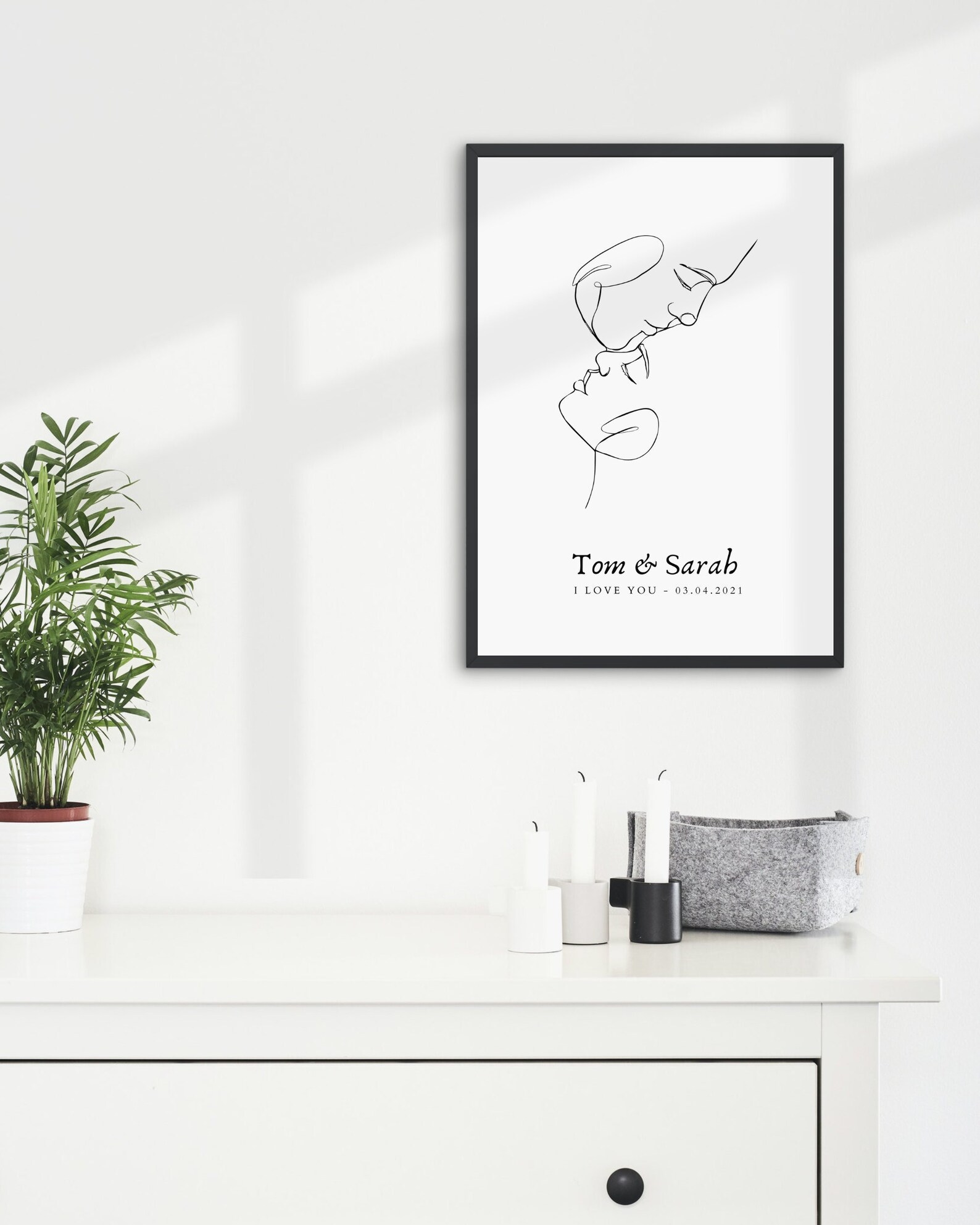 CUSTOM COUPLE POSTER With Names Date and Message, Minimalist Abstract ...