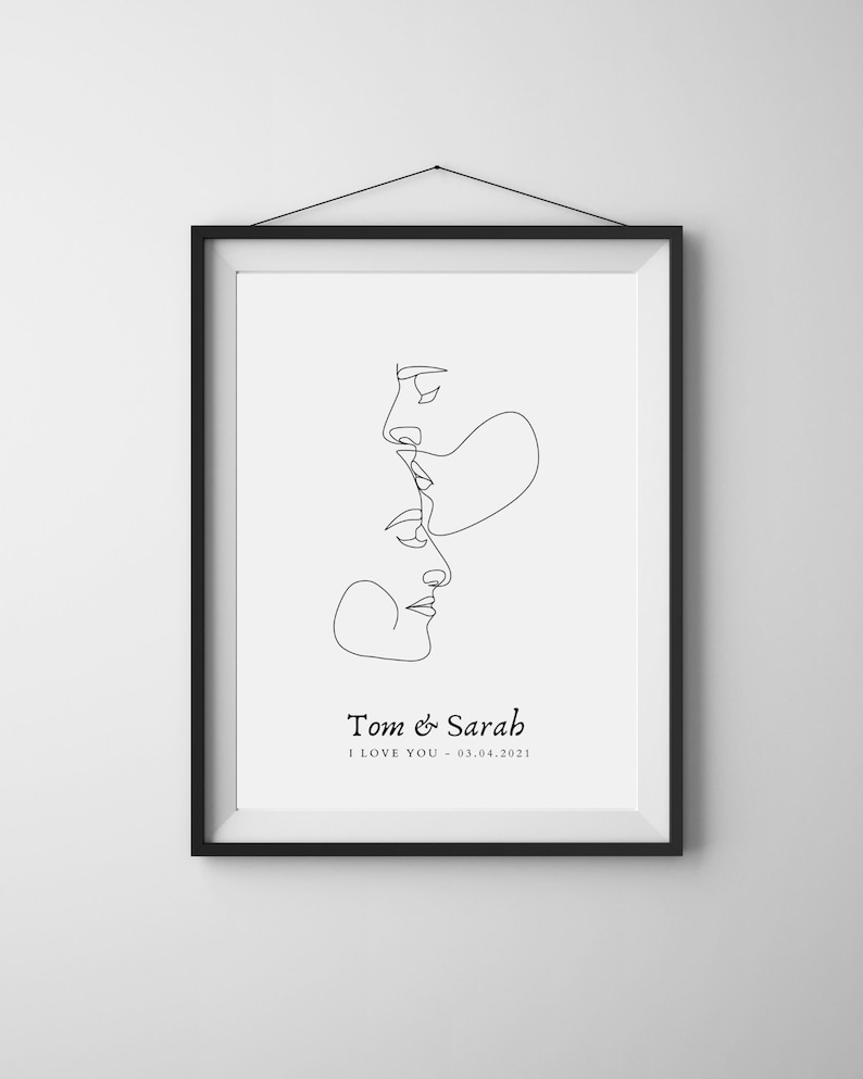 CUSTOM COUPLE POSTER With Names Date and Message, Minimalist Abstract ...