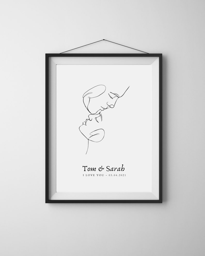 CUSTOM COUPLE POSTER With Names Date and Message, Minimalist Abstract ...