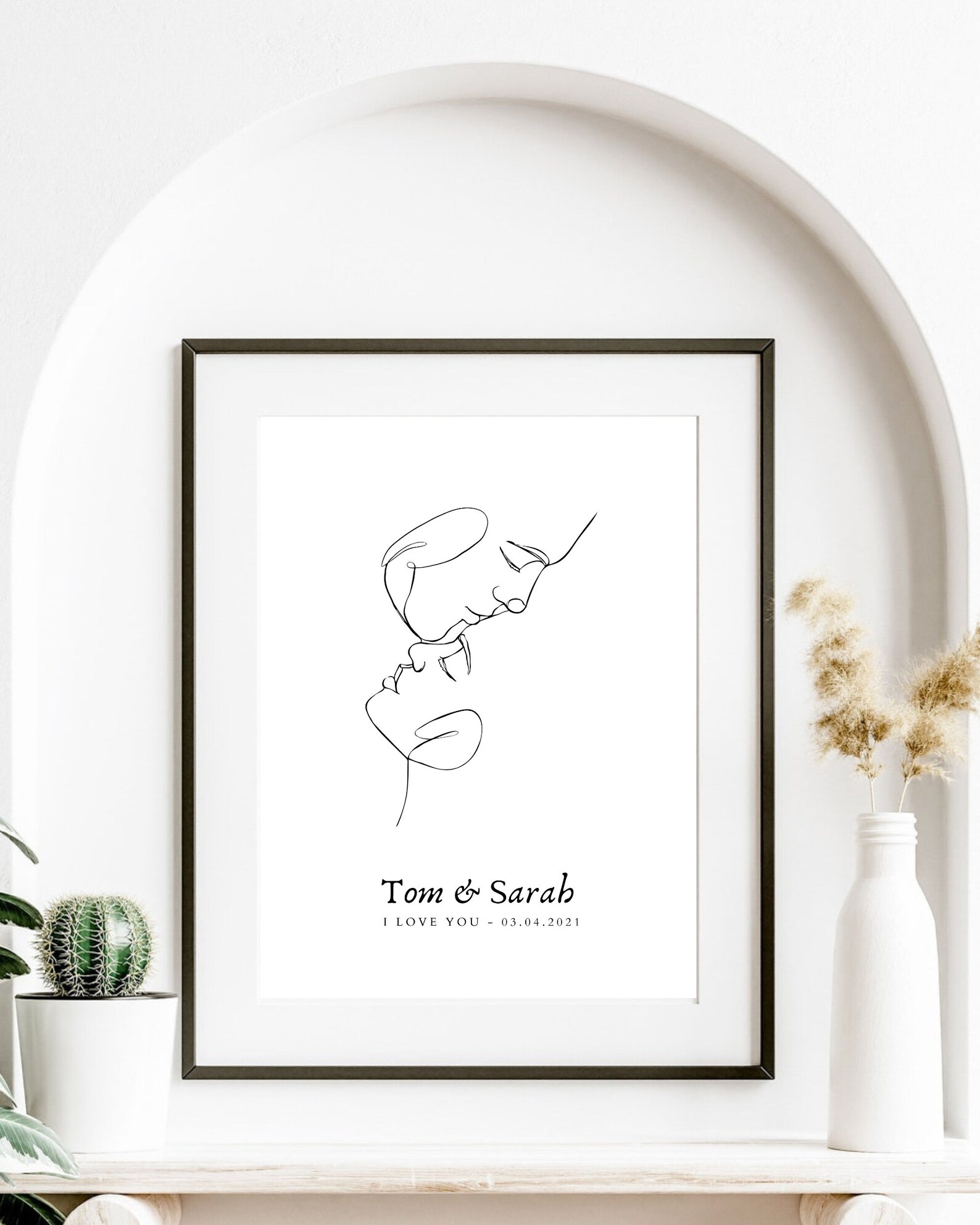 CUSTOM COUPLE POSTER With Names Date and Message, Minimalist Abstract ...