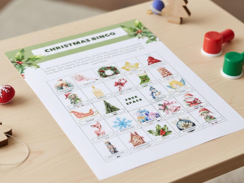 Christmas Bingo Printable | Kids Holiday Game | US Letter PDF ...