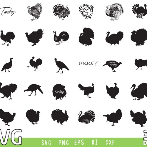 Turkey SVG Turkey Silhouette SVG Cut Files Turkey Bundle - Etsy