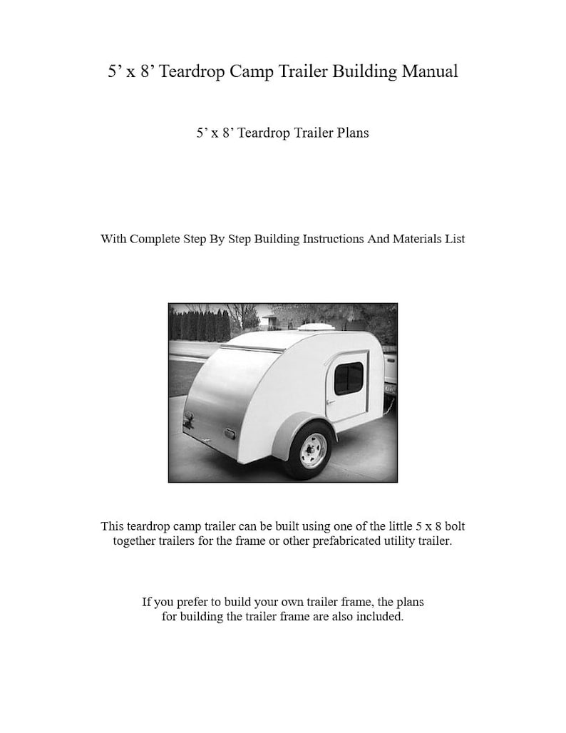 5x8 Teardrop Trailer Plans Pdf - Etsy