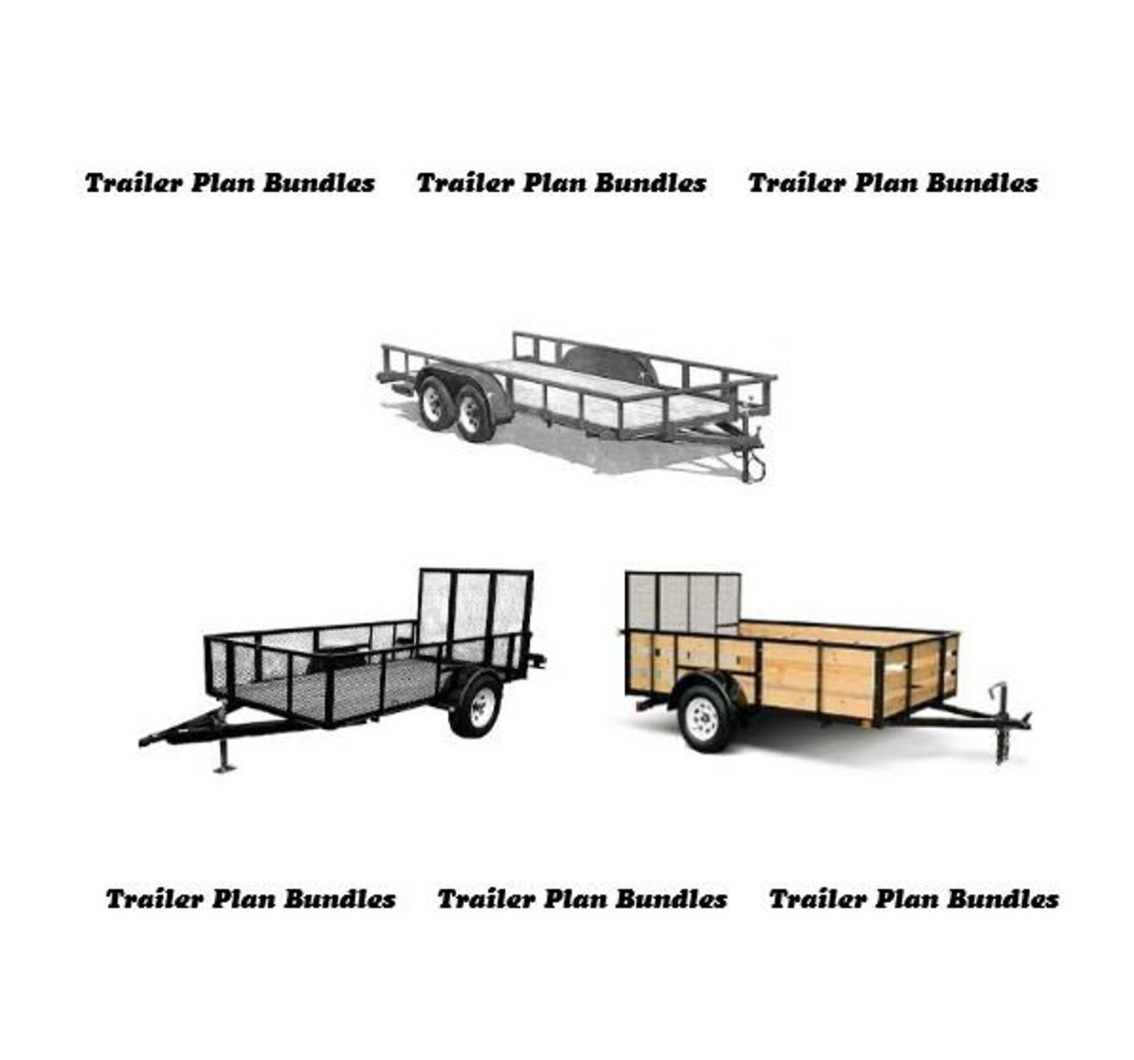 Trailer Plan Bundle 8x16 Flatbed Trailer, 5x10 and 6x12 Utility ...