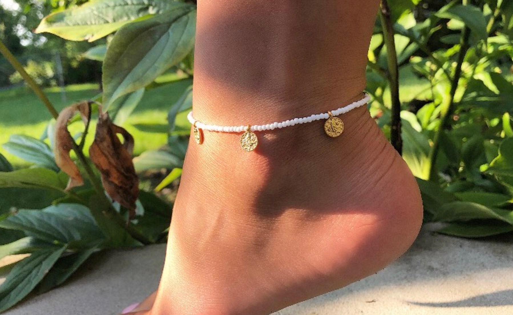 24k Gold Coin Charm Anklet - Etsy
