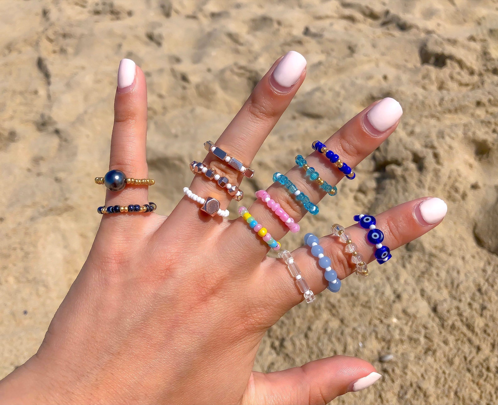 Stackable Beaded Rings - Etsy