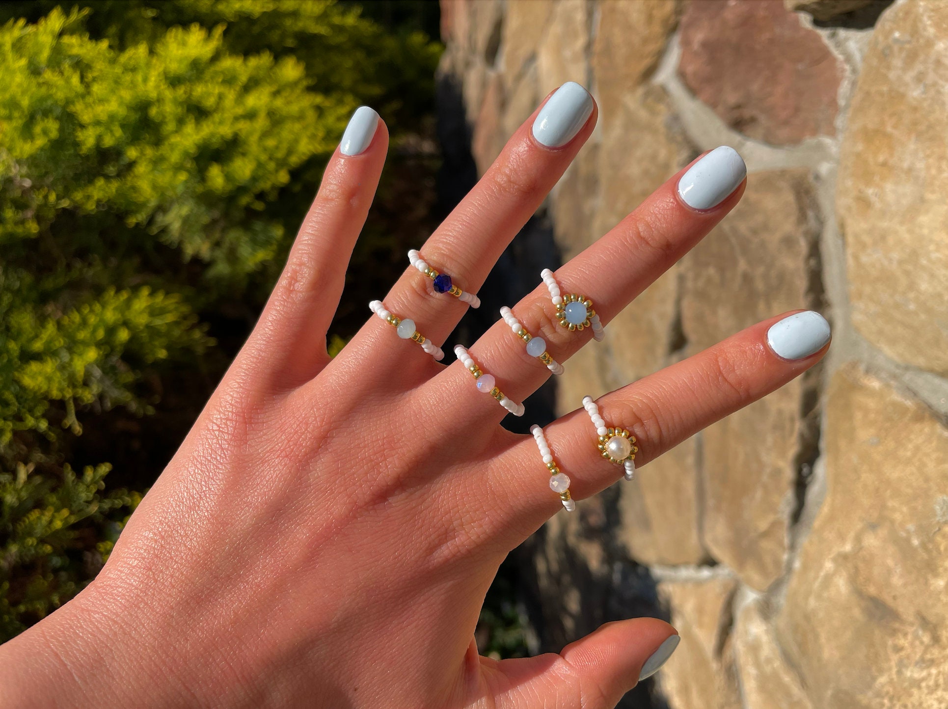 Stackable Beaded Rings - Etsy