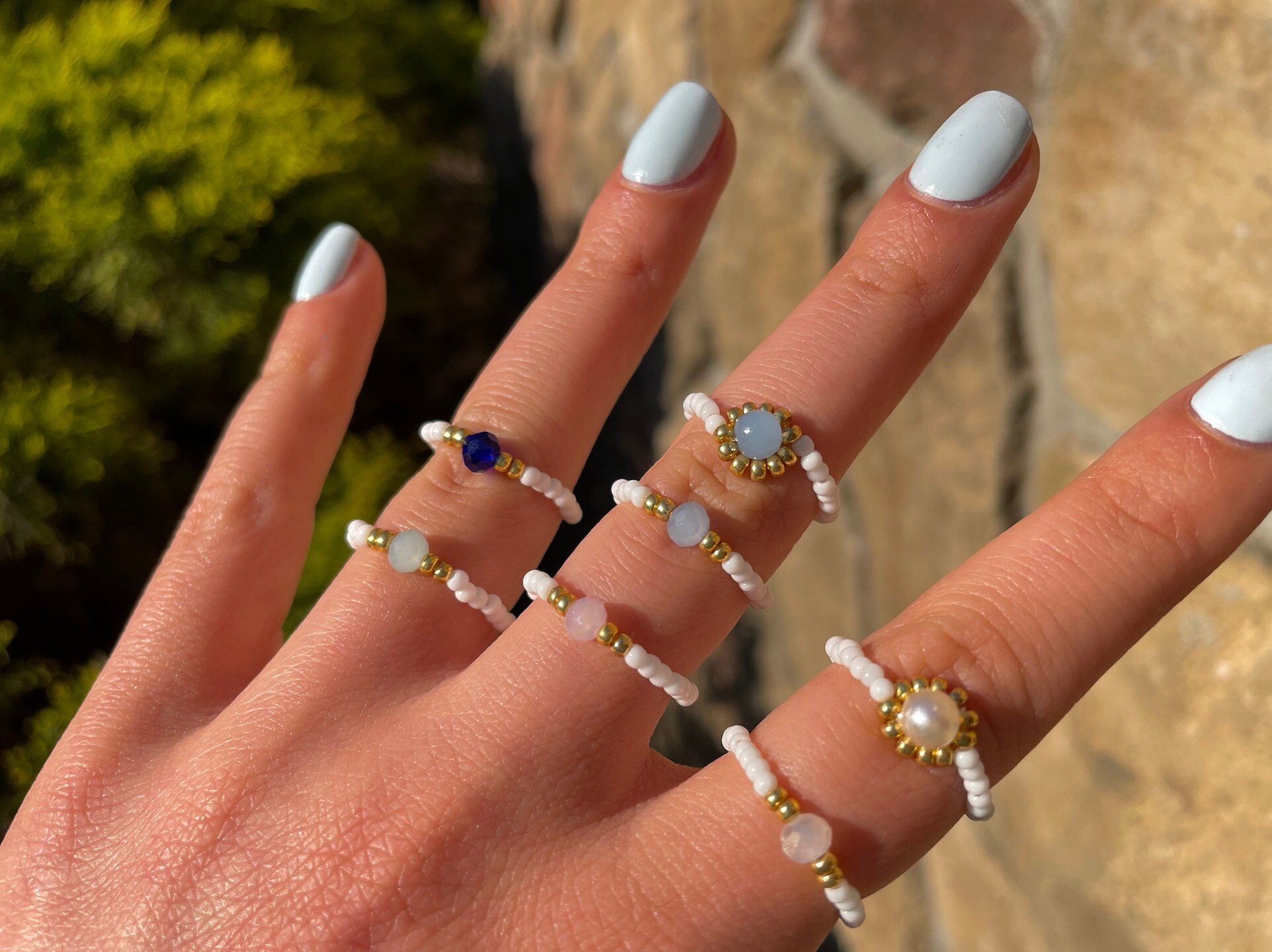 Stackable Beaded Rings - Etsy