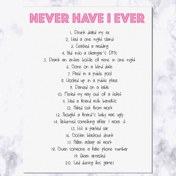 Printable Never Have I Ever Game - Etsy