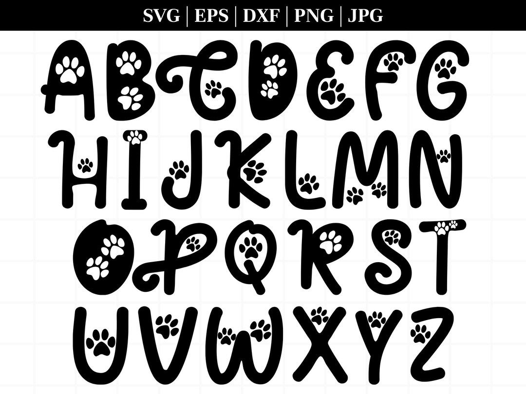 PAW ALPHABET SVG, Paw Font Svg, Paw Letters for Cricut, Pet Font Svg - Etsy