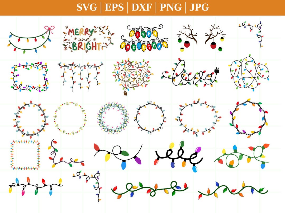 Christmas Lights Svg, Glow Christmas Lights, Light Strand, String ...