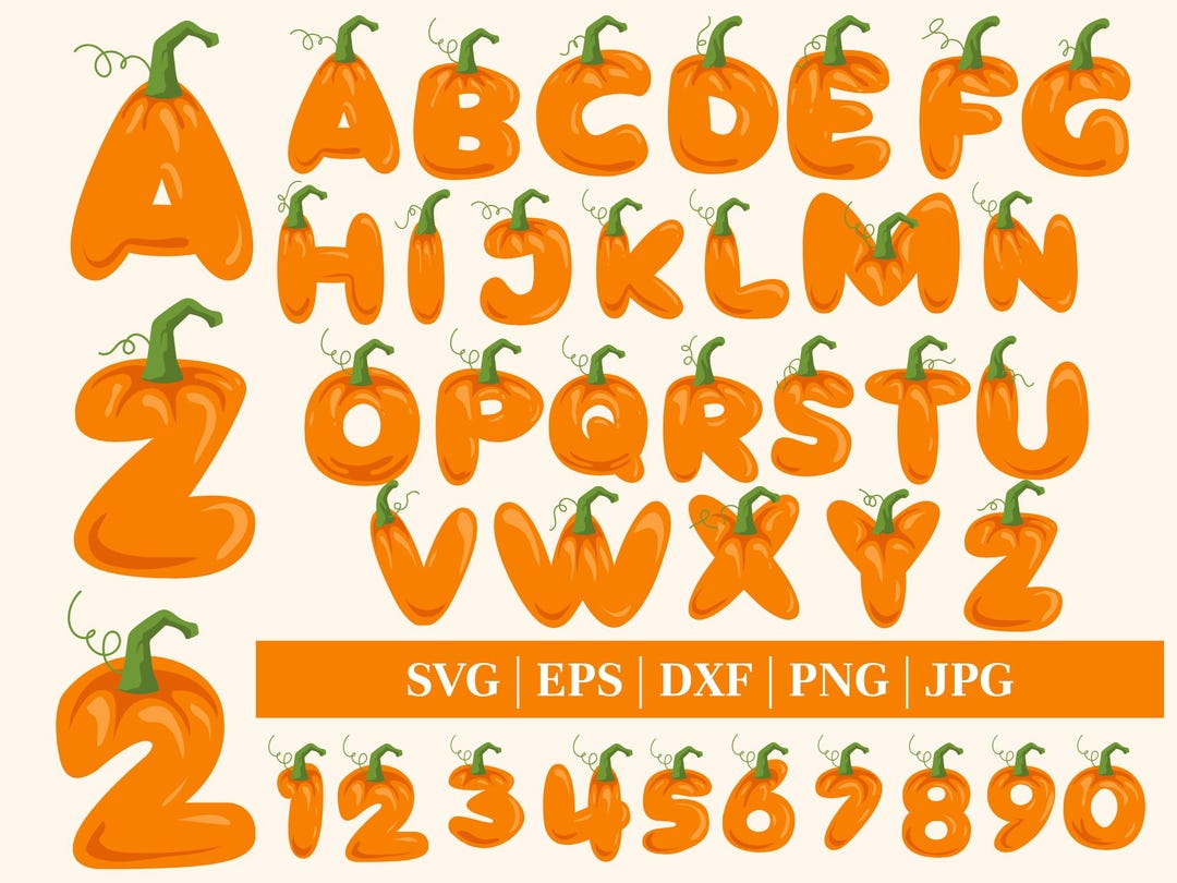 PUMPKIN FONT SVG, Png, Pdf, Pumpkin Alphabet, Pumpkin Numbers, Pumpkin ...