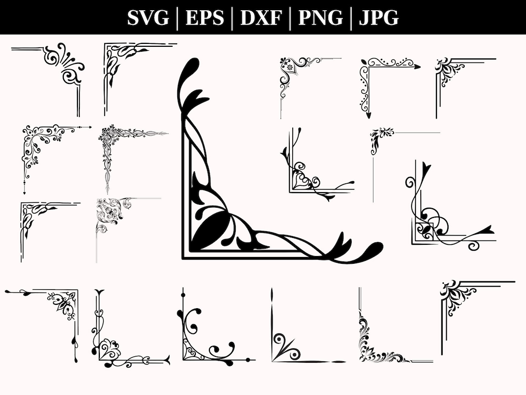 SVG Png Dxf Corner Pattern Border Frames Bundle Laser Cut Engrave ...