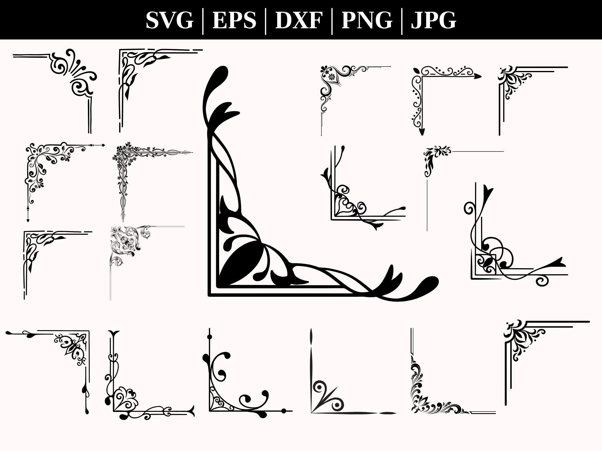 SVG Png Dxf Corner Pattern Border Frames Bundle Laser Cut Engrave ...