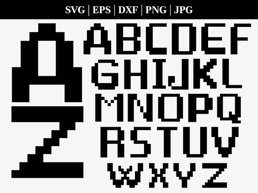 Gamer Font SVG, Video Game Font PNG, 8-bit Font DXF, Pixel Font Ttf ...