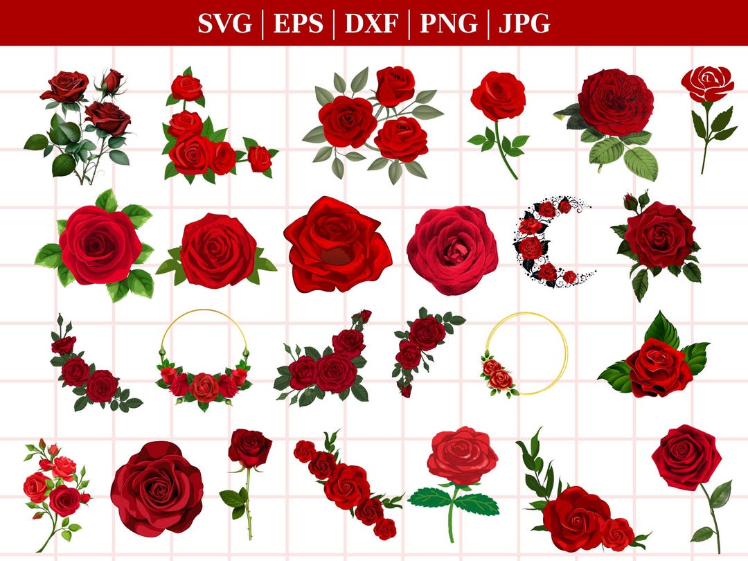 ROSE SVG FILE, Rose Svg Bundle, Roses Svg, Rose Clipart, Flower Svg ...