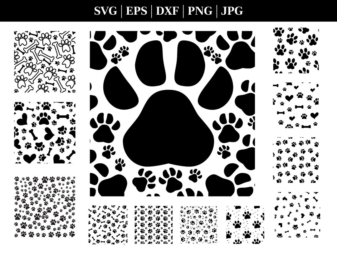 Paw Print SVG, Paw Print Pattern SVG, Paw Prints Digital Paper PNG ...