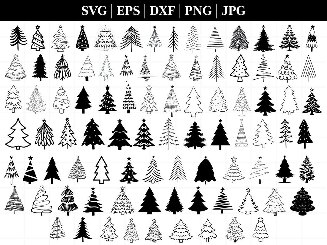 CHRISTMAS TREE SVG Bundle, Christmas Tree Outline, Christmas Ornaments ...