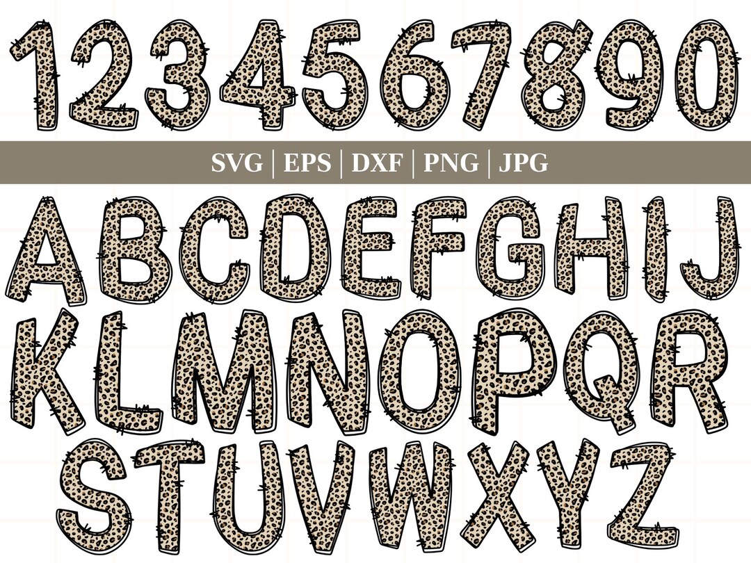 Leopard Print Doodle Alphabet PNG, Alphabet Letters PNG Bundle, Hand ...