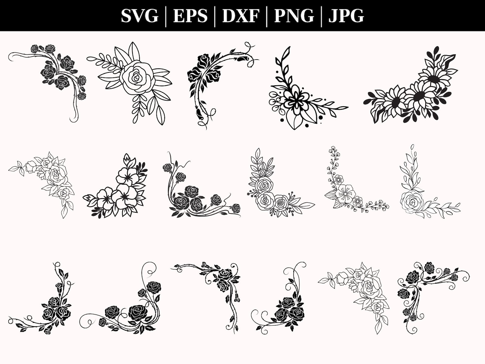 Corner Svg Bundle | Corner Svg | Floral Corner Svg Files | Decorative ...