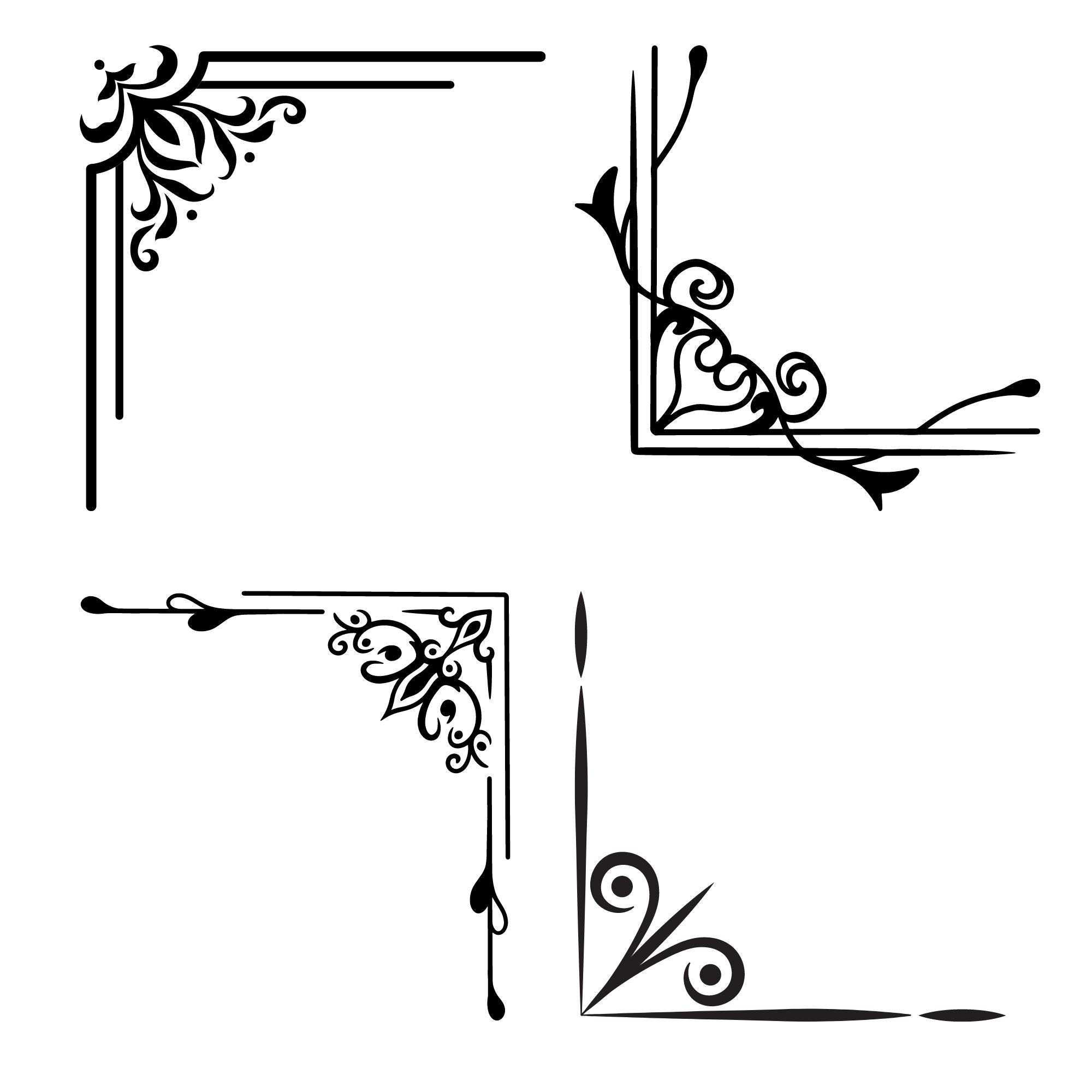 SVG Png Dxf Corner Pattern Border Frames Bundle Laser Cut Engrave ...