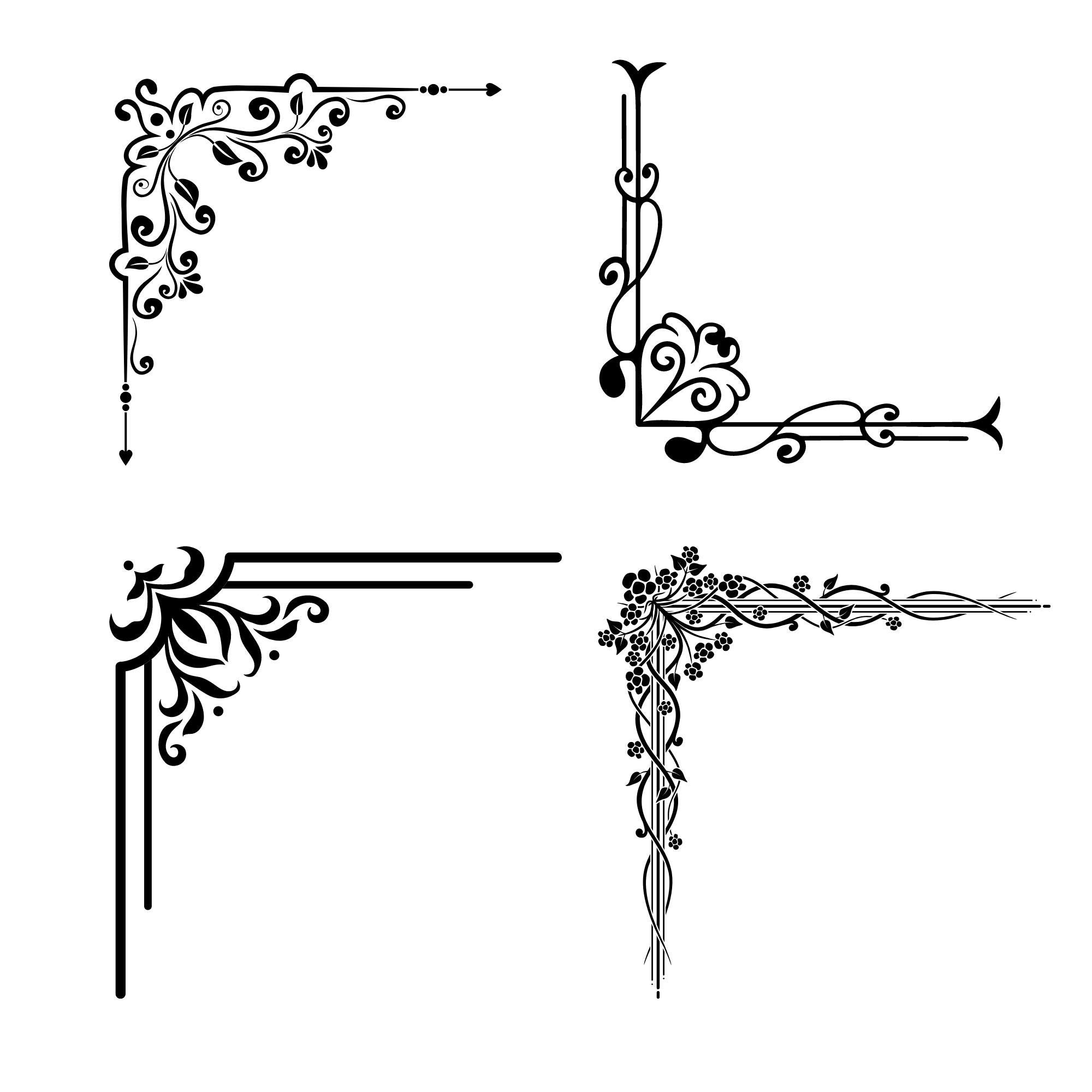 SVG Png Dxf Corner Pattern Border Frames Bundle Laser Cut Engrave ...