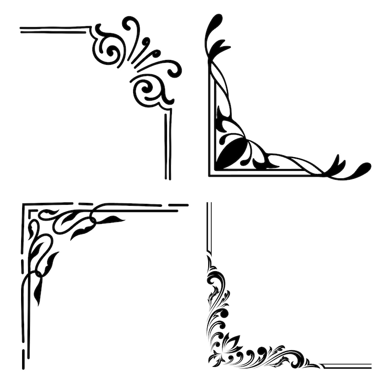 SVG Png Dxf Corner Pattern Border Frames Bundle Laser Cut Engrave ...