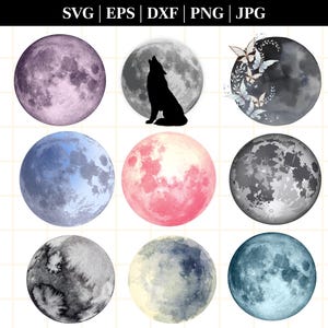 Full Grey Moon Svg Png Jpg Pdf File Types Celestial Body Autumn Lunar ...