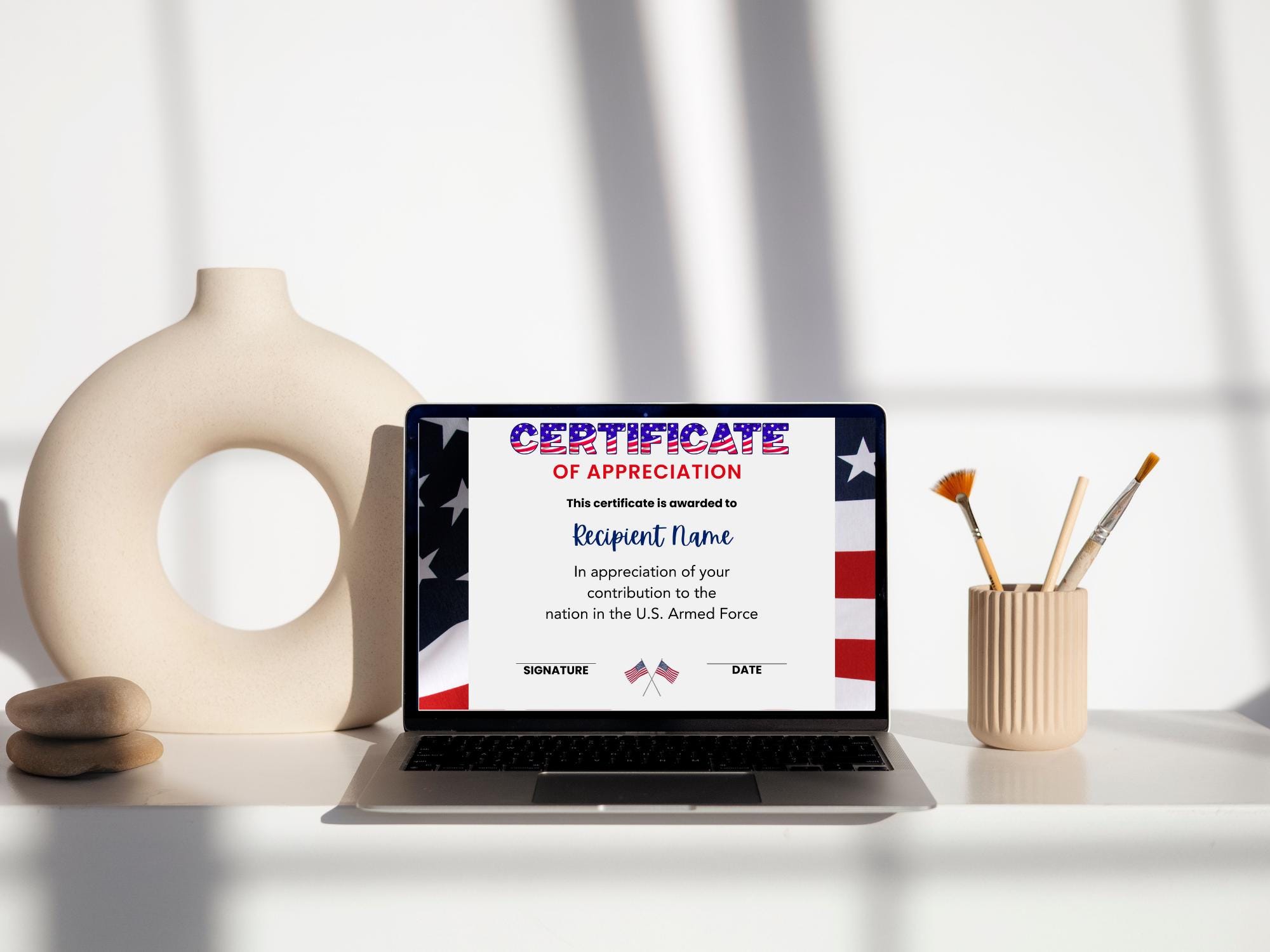 American Appreciation Certificate, Honoring Military Service ...