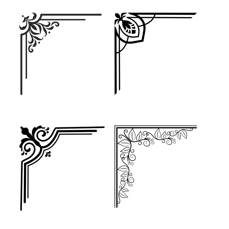 Corner SVG Bundle Laser Floral Patterns, Decorative Borders for Crafts ...