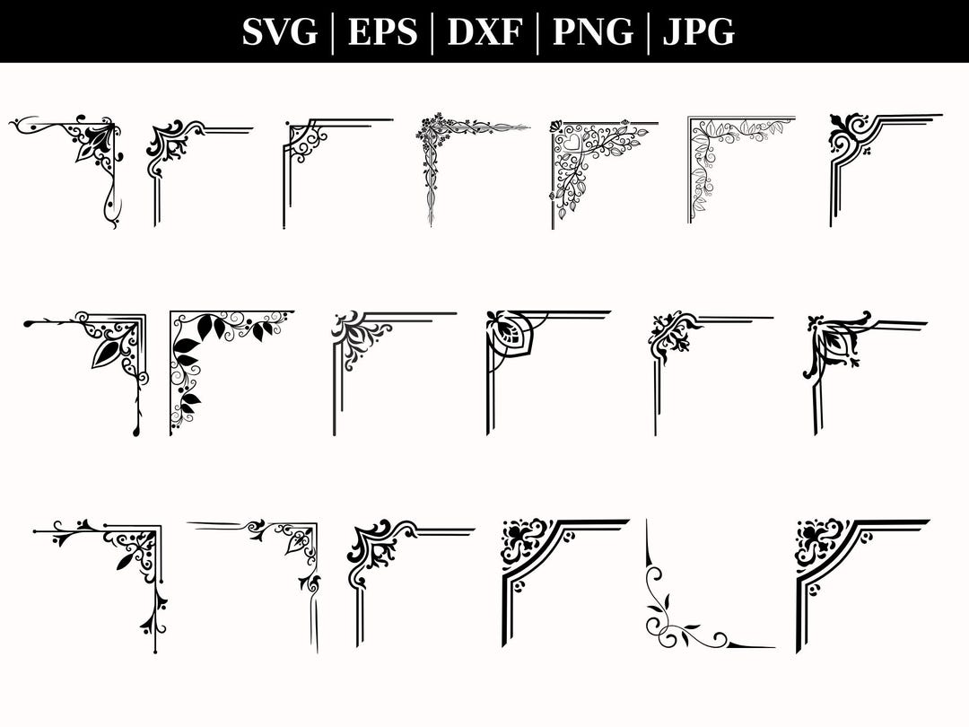 Corner SVG Bundle - Laser Floral Patterns, Decorative Borders for ...