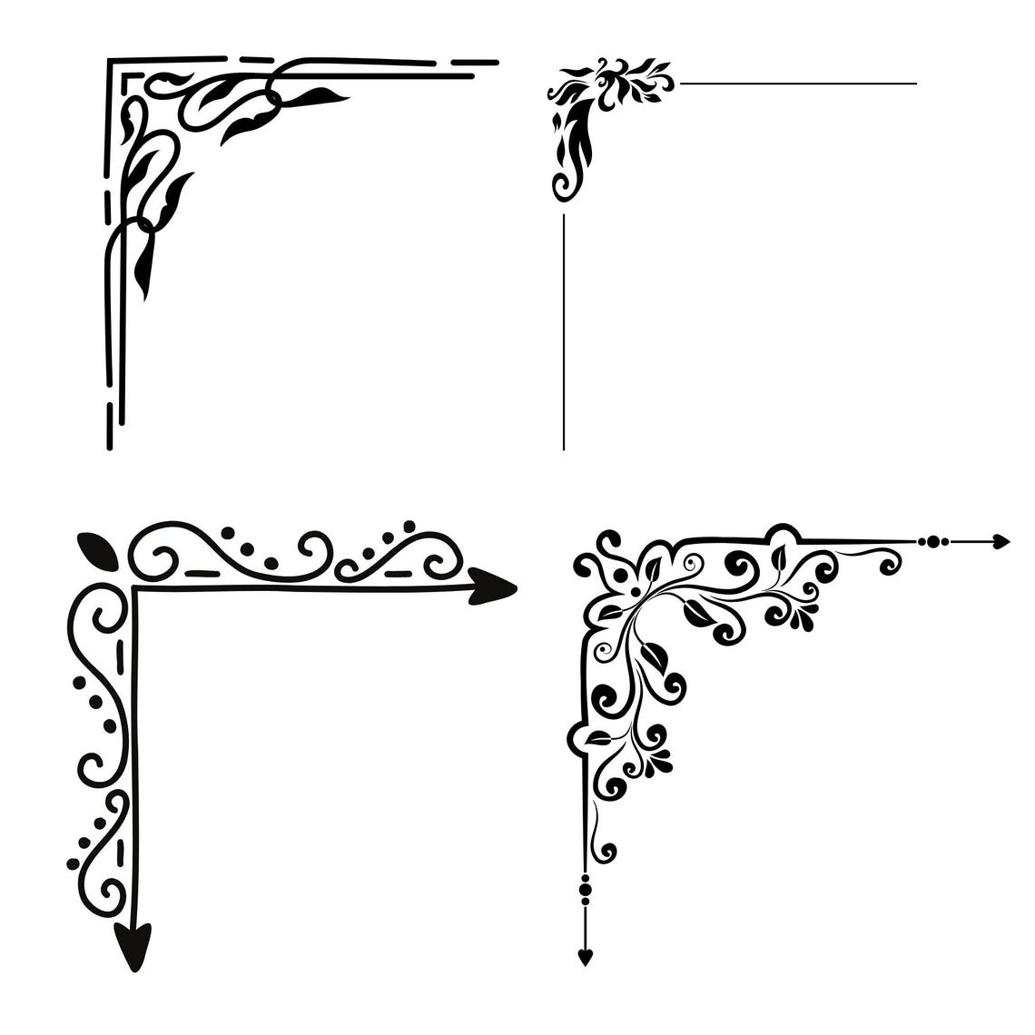 SVG Png Dxf Ecke Muster Rahmen Bundle Laser-Schnitt, Gravieren ...