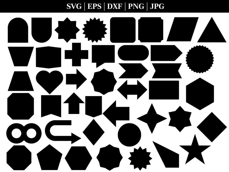 GEOMETRIC SHAPES Svg Basic Shape CRICUT Banner Svg Star Arrow Heart ...