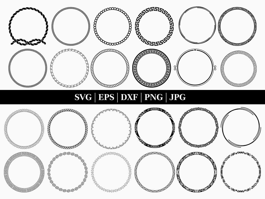 Circle Frame SVG, Cirlce SVG, Double Circle Frame SVG, Round Frame Svg ...