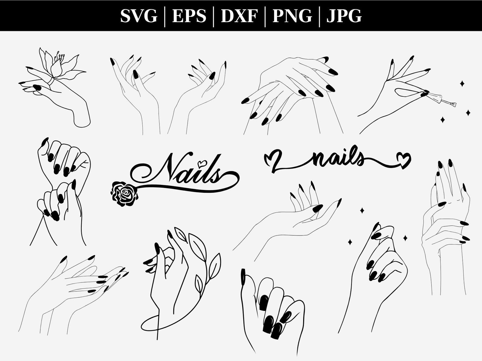 Nail Tech SVG Bundle, Nail Artist SVG Cut File, Girl Hand Svg, Nail Art ...