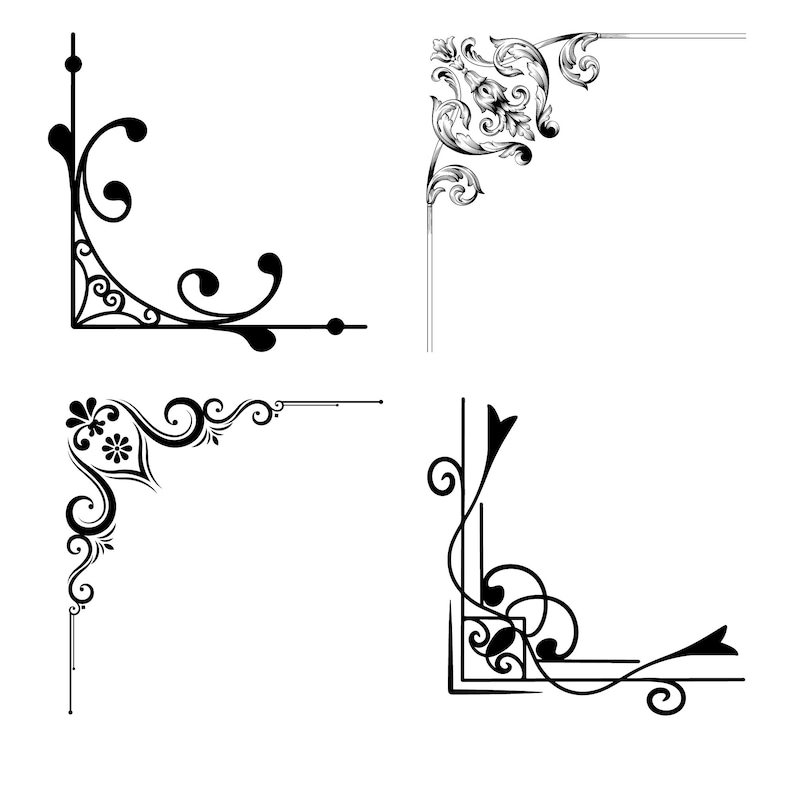 SVG Png Dxf Corner Pattern Border Frames Bundle Laser Cut Engrave ...
