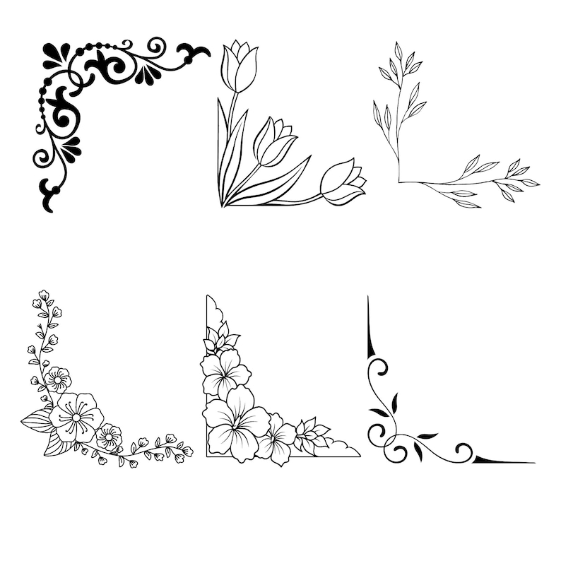 SVG Png Pdf Dxf Corner Pattern Border Frames Bundle Laser Cut Engrave ...
