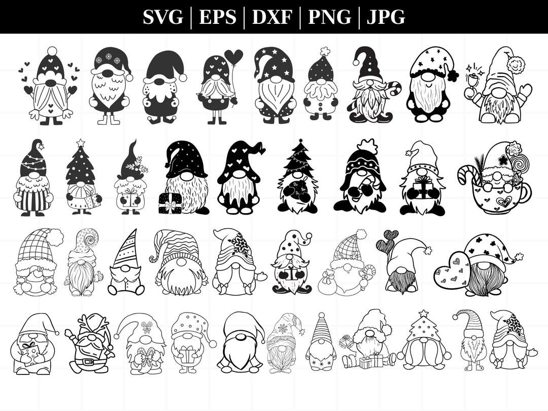 Christmas Gnome Bundle Svg,png,pdf Christmas Doodle, Gnomes Merry ...