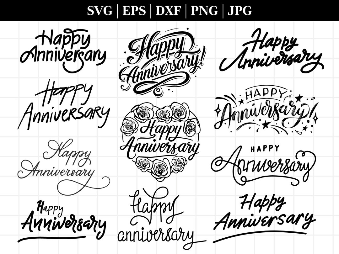 Happy Anniversary Svg, Anniversary Cake Top Svg, Happy Anniversary Cake ...